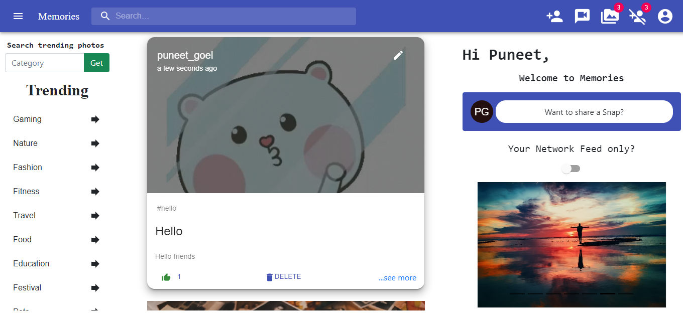 GitHub - puneet-goel/Memories: A web app that allows users to post, like, or delete interesting ...