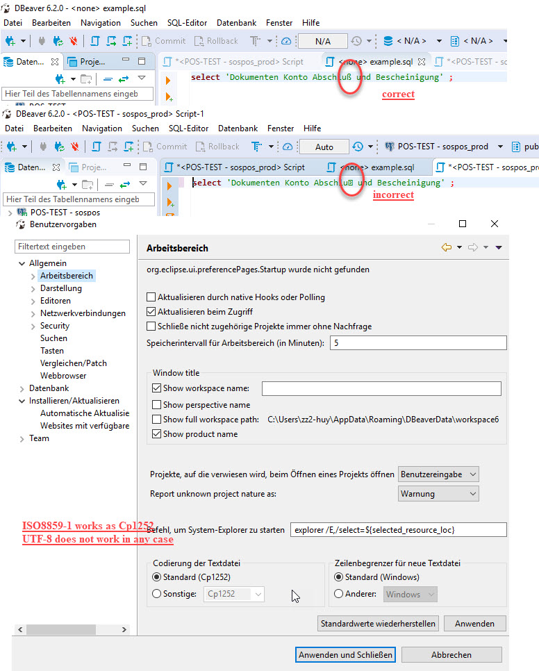 inconsistent File loading: file->open and SQL Editor->load script have ...