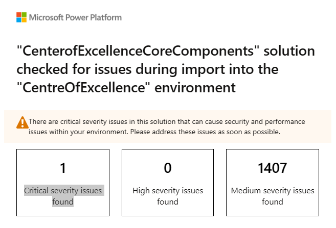 [CoE Starter Kit - QUESTION] Critical severity issue reported with solution checker in managed ...