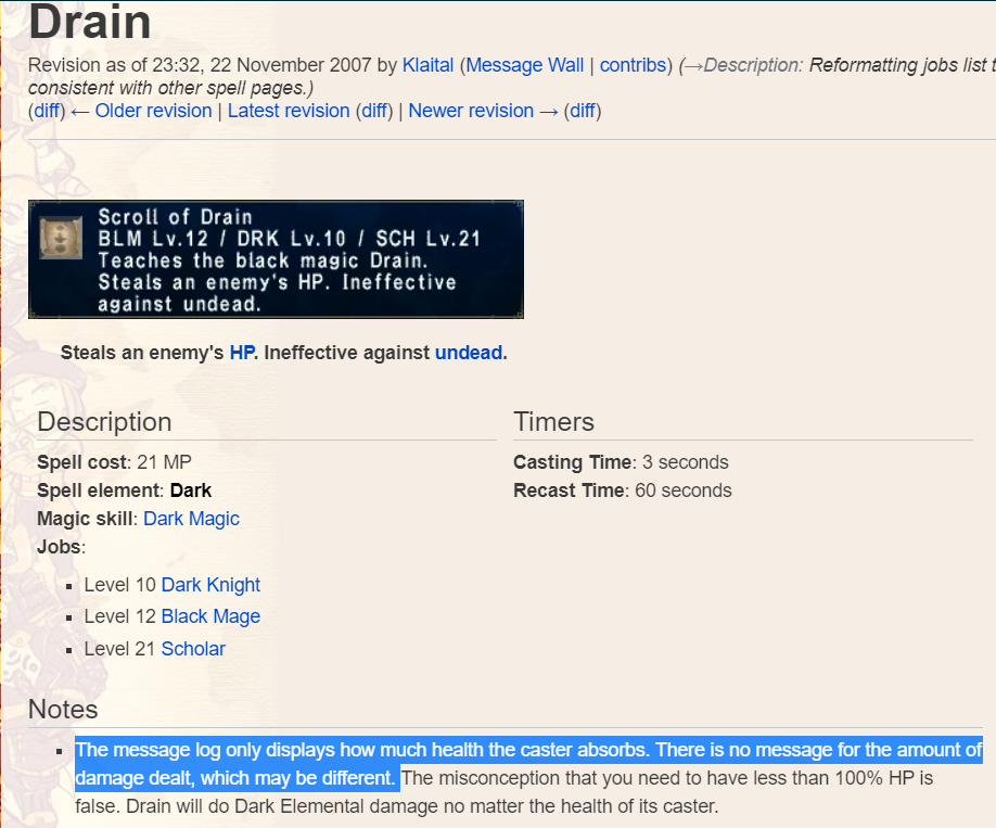 Drain should only show HP recovered in chatlog, not full damage · Issue #4285 · EdenServer ...