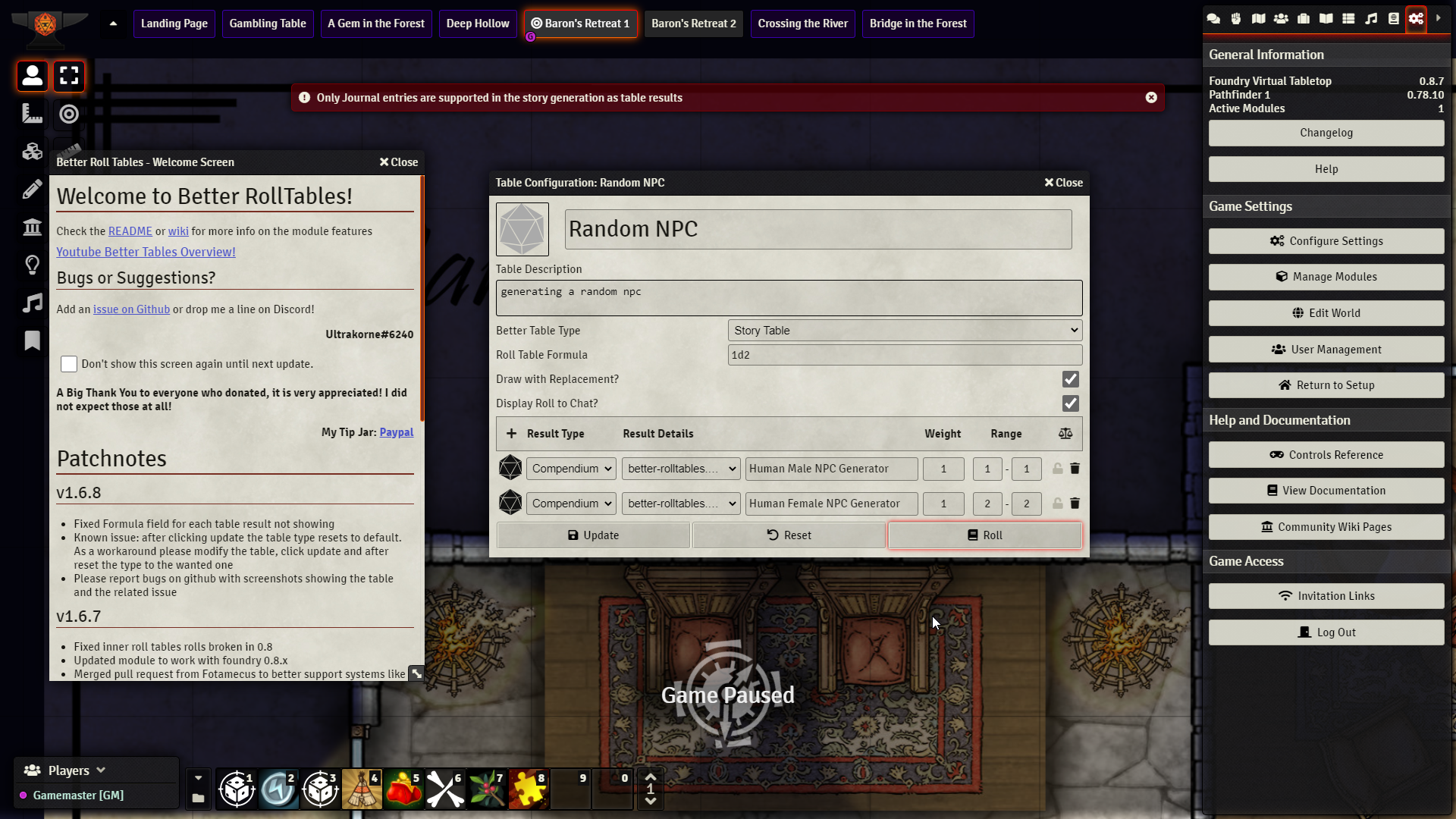 New Tables reverting back to Default Table Type. · Issue #76 · ultrakorne/better-rolltables · GitHub