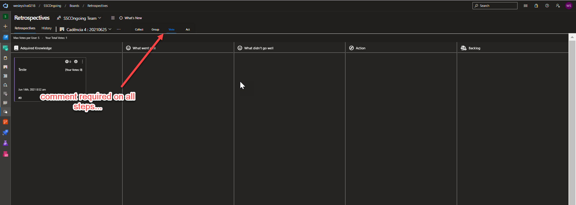 Comments oppened to be inserted on all steps. · microsoft vsts-extension-retrospectives ...