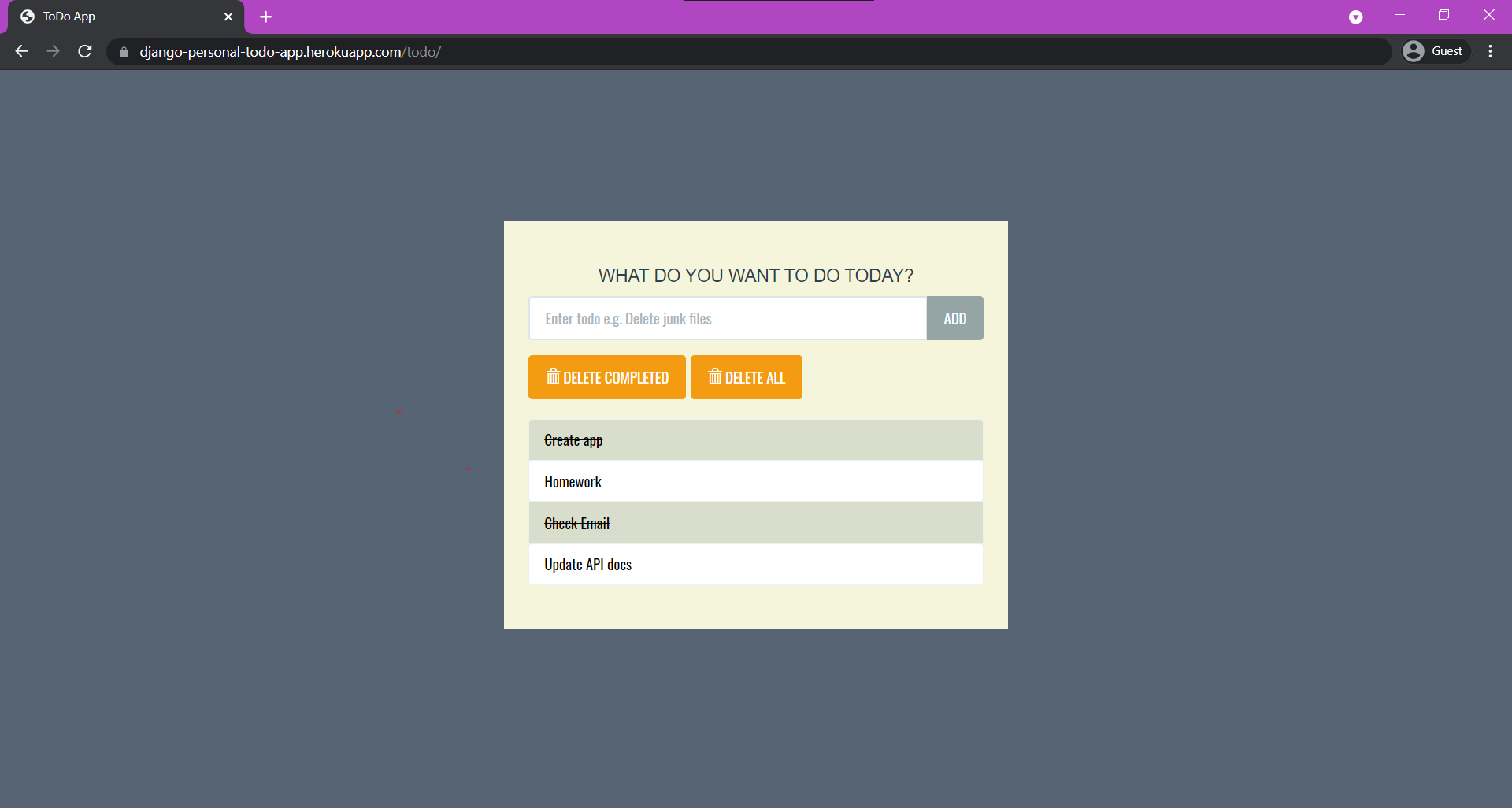 GitHub - Tawishi/to-do: To-do list in Django that allows you to add, delete, strike-off to-dos