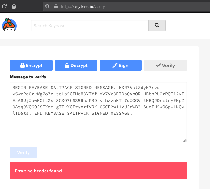 Saltpack not accepted in keybase.io/verify · Issue #3884 · keybase/keybase-issues · GitHub