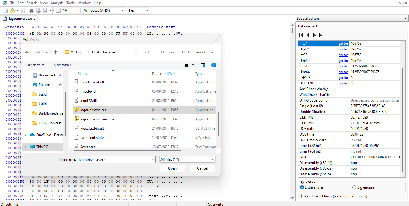 GitHub - detectiveren/LU_HexEditing: Tutorial on how to Hex Edit the Client Version and NET Version