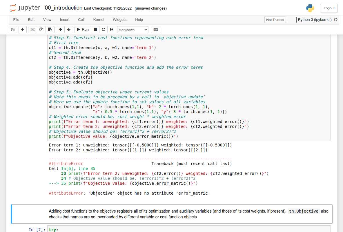 Tutorial 00, objective `error_metric` vs `error_squared_norm ...