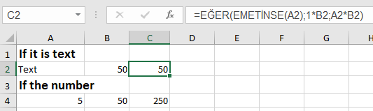 Operate with a value of 1 if it's text, or a number value if it's a ...