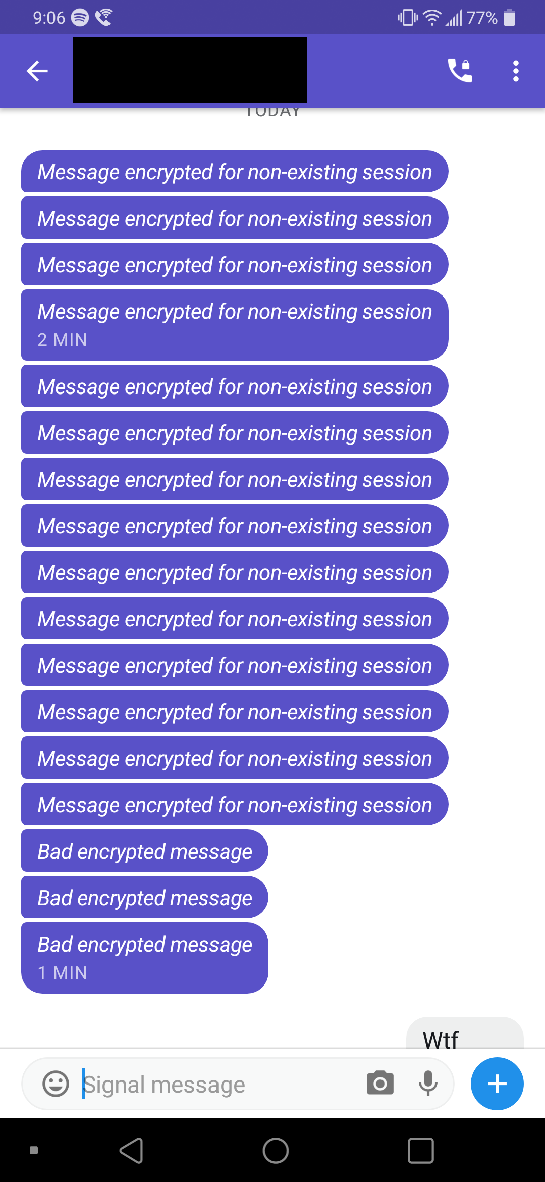 Desktop client sending contacts many "Message encrypted for non-existing session" · Issue #2806 ...