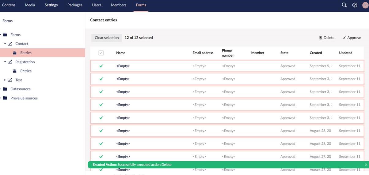 Unable To Delete Form Entries And Rebuild Form Data · Issue 228 · Umbracoumbracoformsissues
