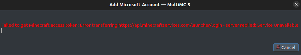 Service unavailable when logging in to microsoft. · Issue #4968 · MultiMC/Launcher · GitHub