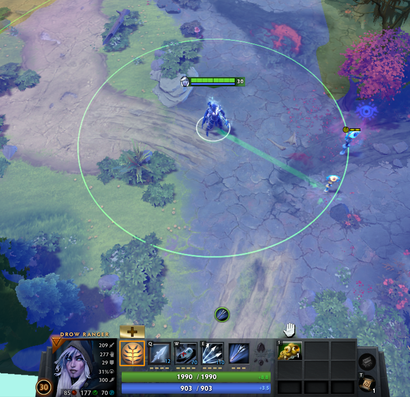 Ward placement range drops for observer ward if both are joined in ...