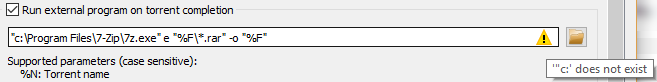 Run External Program: ' ' does not exist warning in Options->Downloads · Issue #7913 ...