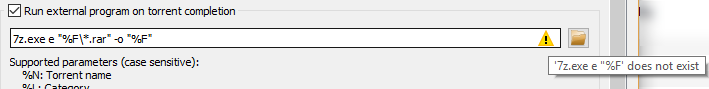 Run External Program: ' ' does not exist warning in Options->Downloads · Issue #7913 ...