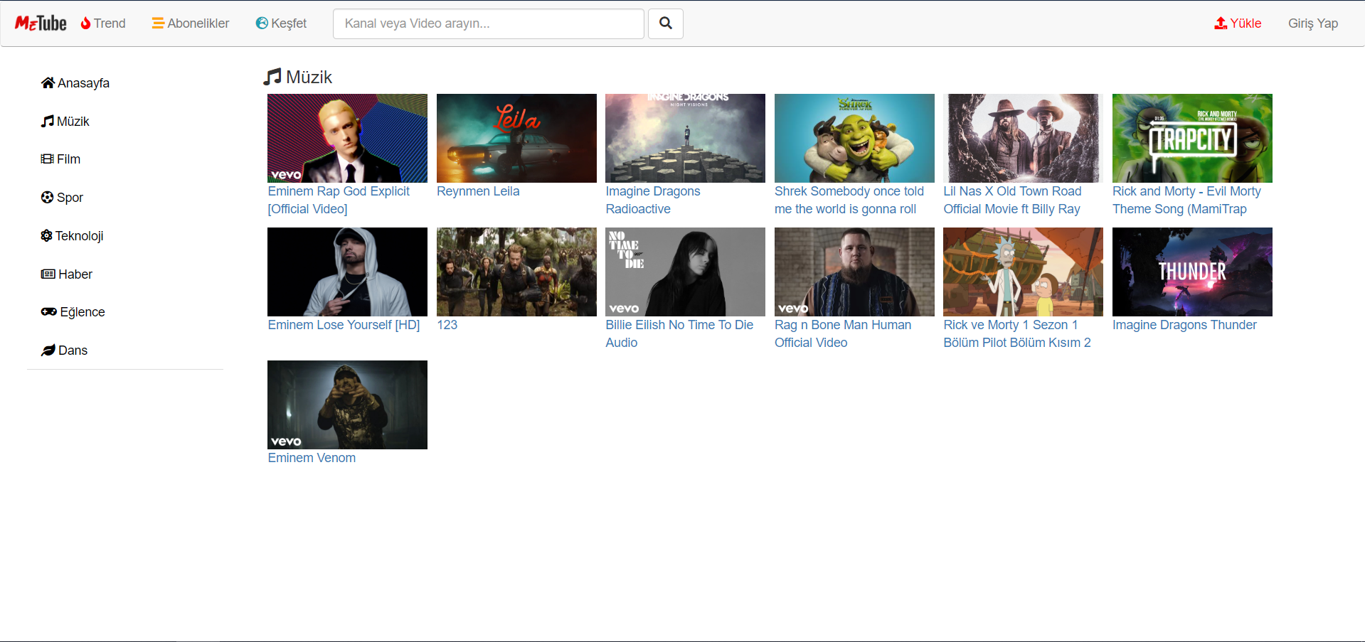 GitHub - ozcankrks/metubeClone: MeTube Youtube Basit Klon