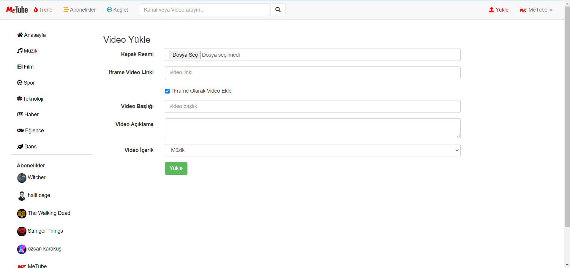 GitHub - ozcankrks/metubeClone: MeTube Youtube Basit Klon