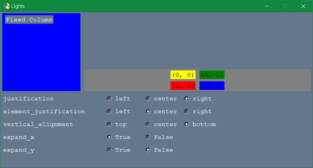 Justification and alignment for sg.Column · Issue #87 · jason990420/PySimpleGUI-Solution · GitHub