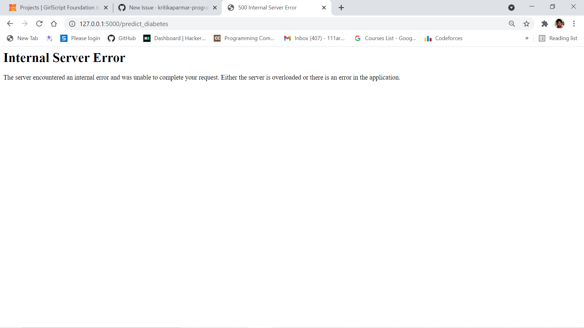 Gssoc'21 Internal Server Error and Navbar toggle is not working · Issue #119 · kritikaparmar ...