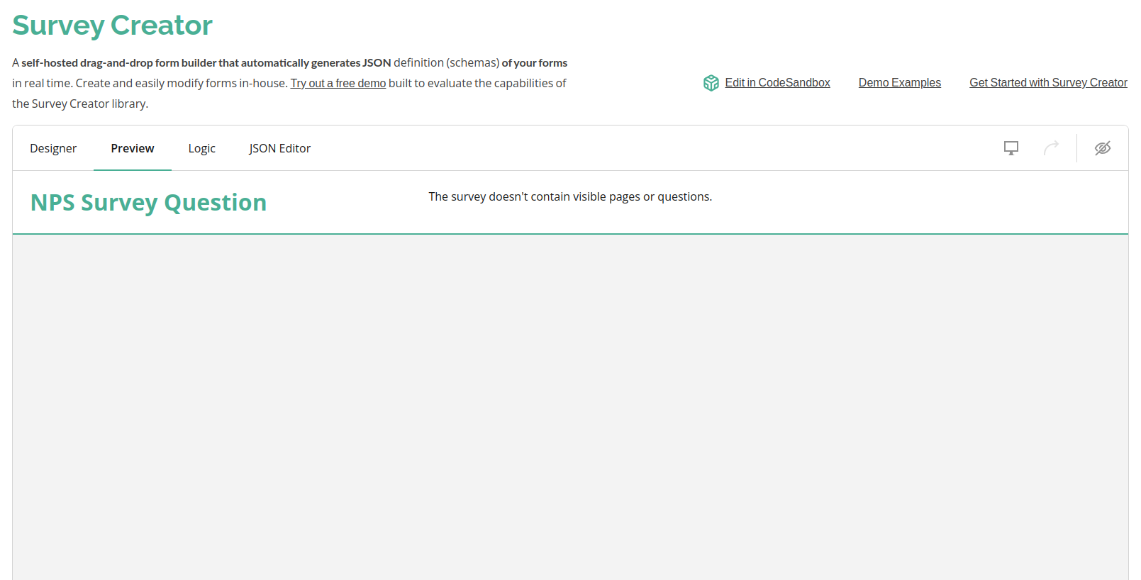 Preview empty placeholder message position is off · Issue #4368 · surveyjs/survey-creator · GitHub
