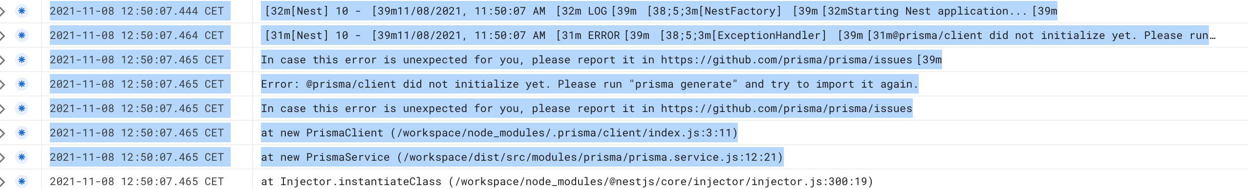 Deploying Prisma with Nest.js to Google App Engine (GAE): @prisma/client did not initialize yet ...