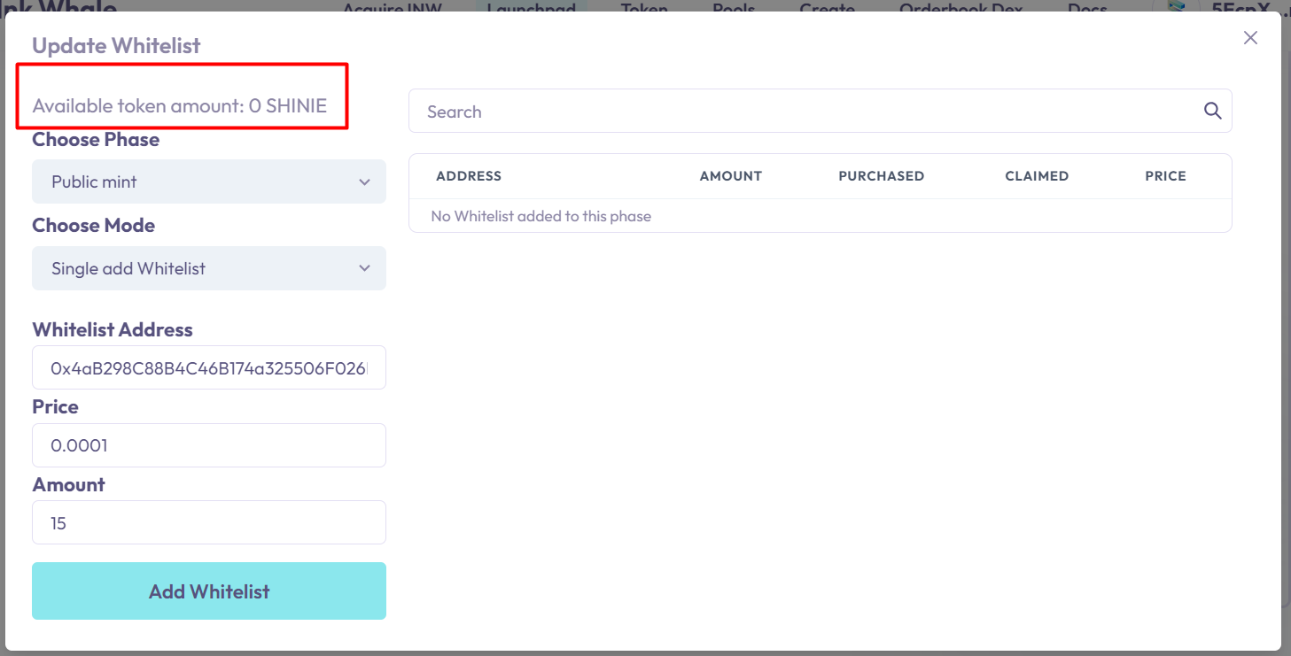 Hiển thị thông báo lỗi khi Update Whitelist mà đã bán hết token · Issue #272 · InkWhale-net ...