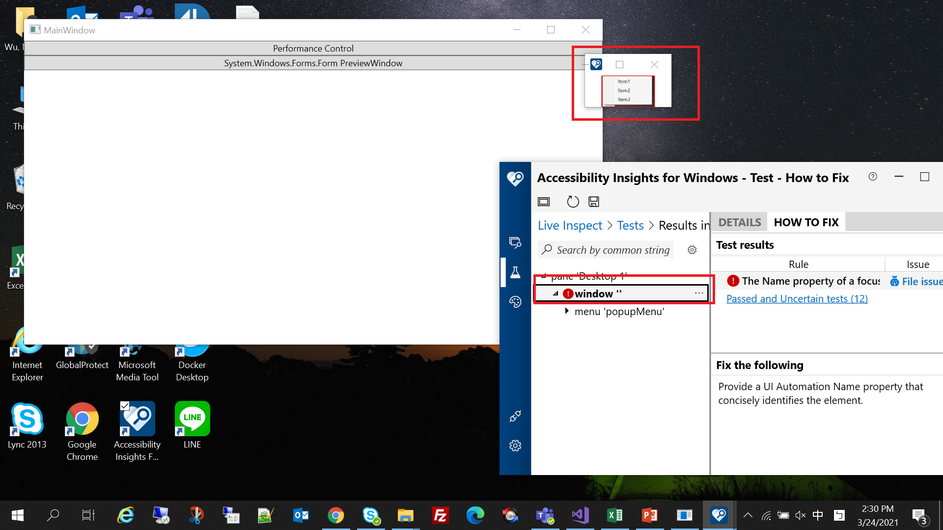 [BUG] How to fix popup item : The Name property of focusable element must not be null. ( windows ...