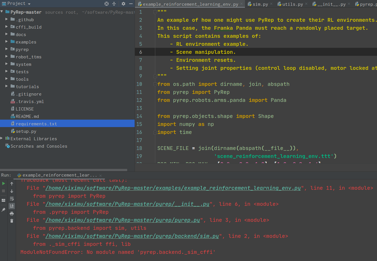 can not find pyrep/backend/_sim_cffi file · Issue #230 · stepjam/PyRep · GitHub