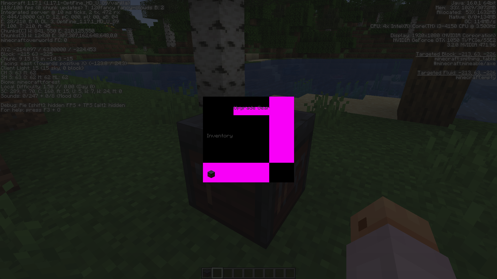 Smithing table UI texture bug · Issue #6249 · sp614x/optifine · GitHub
