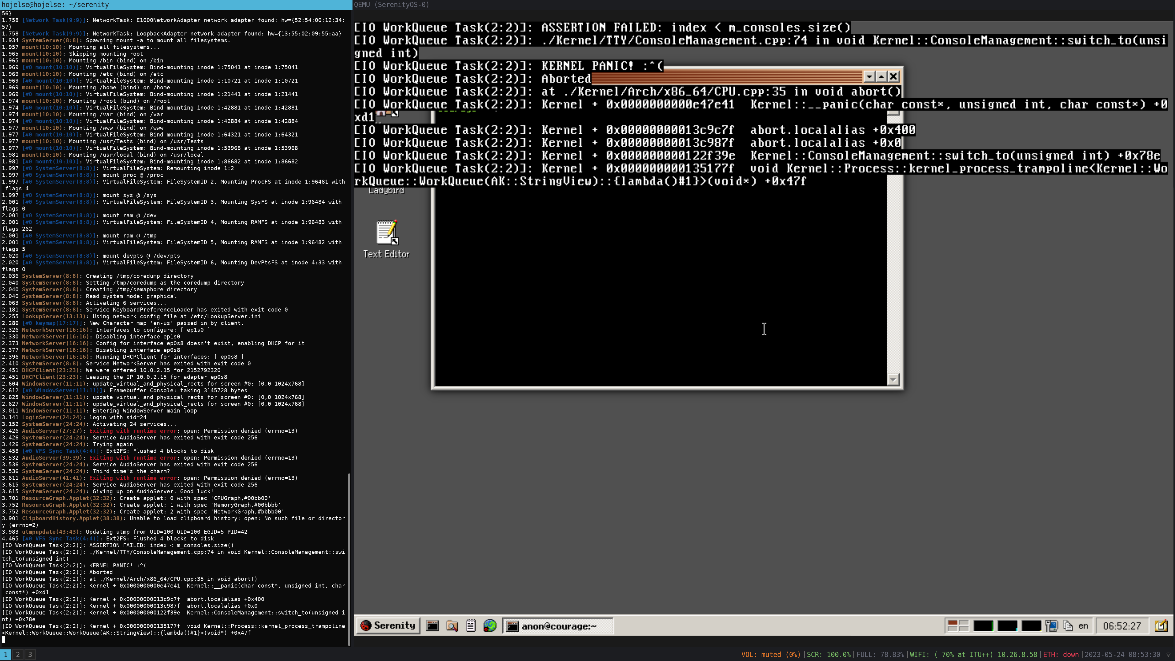 Kernel panic: switching to non-existing console with ALT+7 or ALT+8 · Issue #19034 · SerenityOS ...