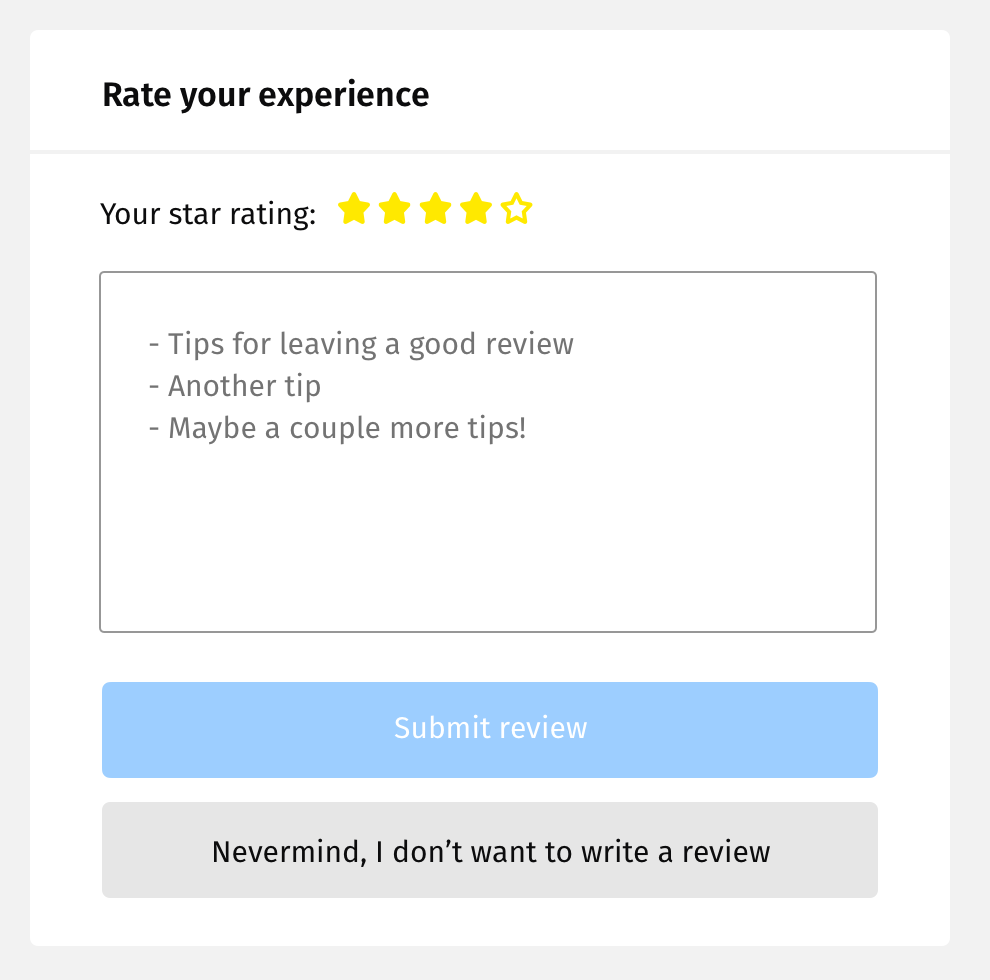 Write a review inside of a text-box, not in an overlay · Issue #12210 ...