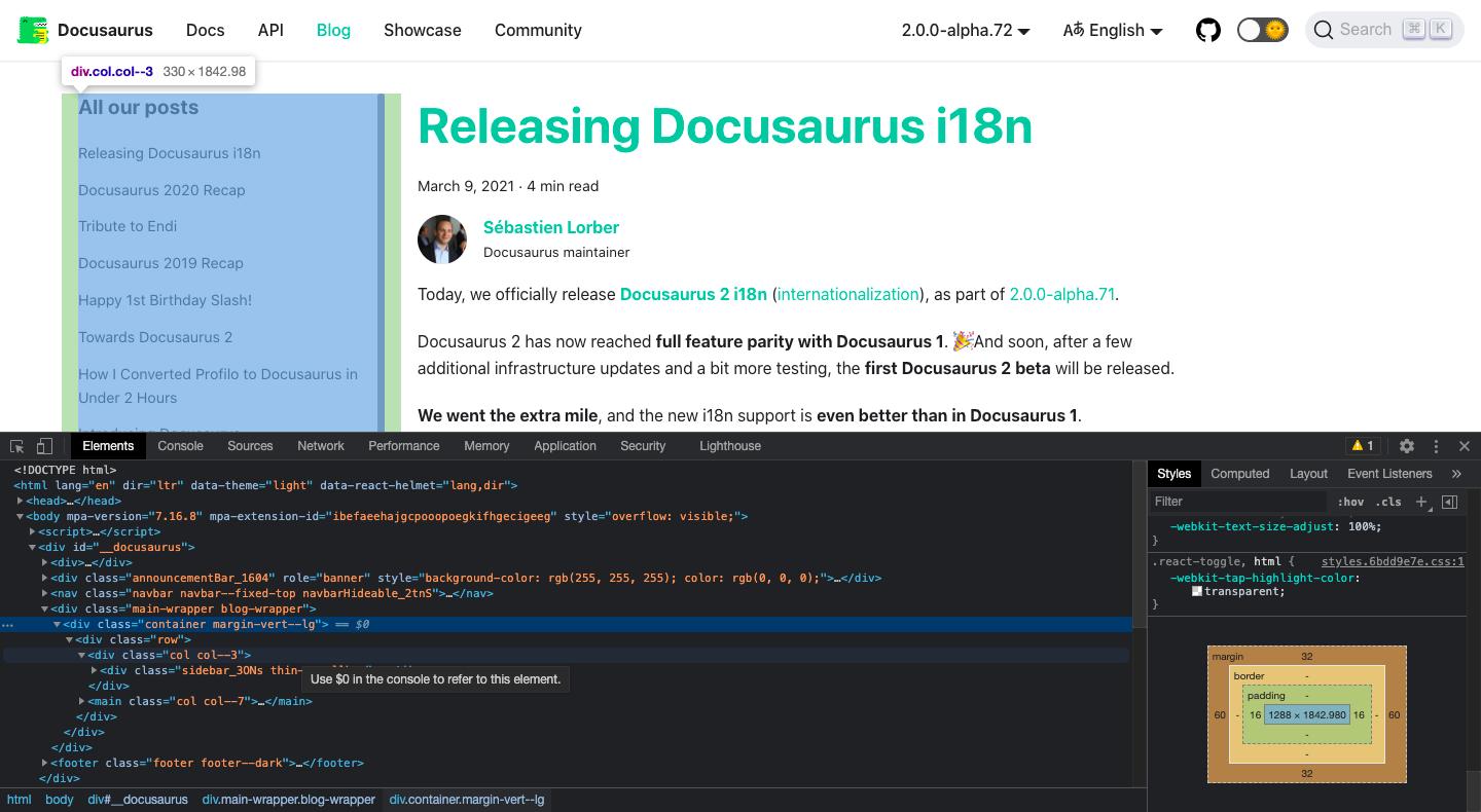 Inconsistent layout between Docs and Blog · Issue #4523 · facebook/docusaurus · GitHub