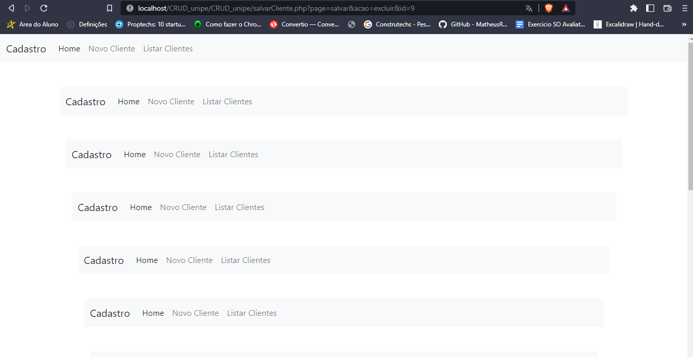 metodo excluir nao exclui · Issue #1 · pdr-tuche/CRUDunipe · GitHub