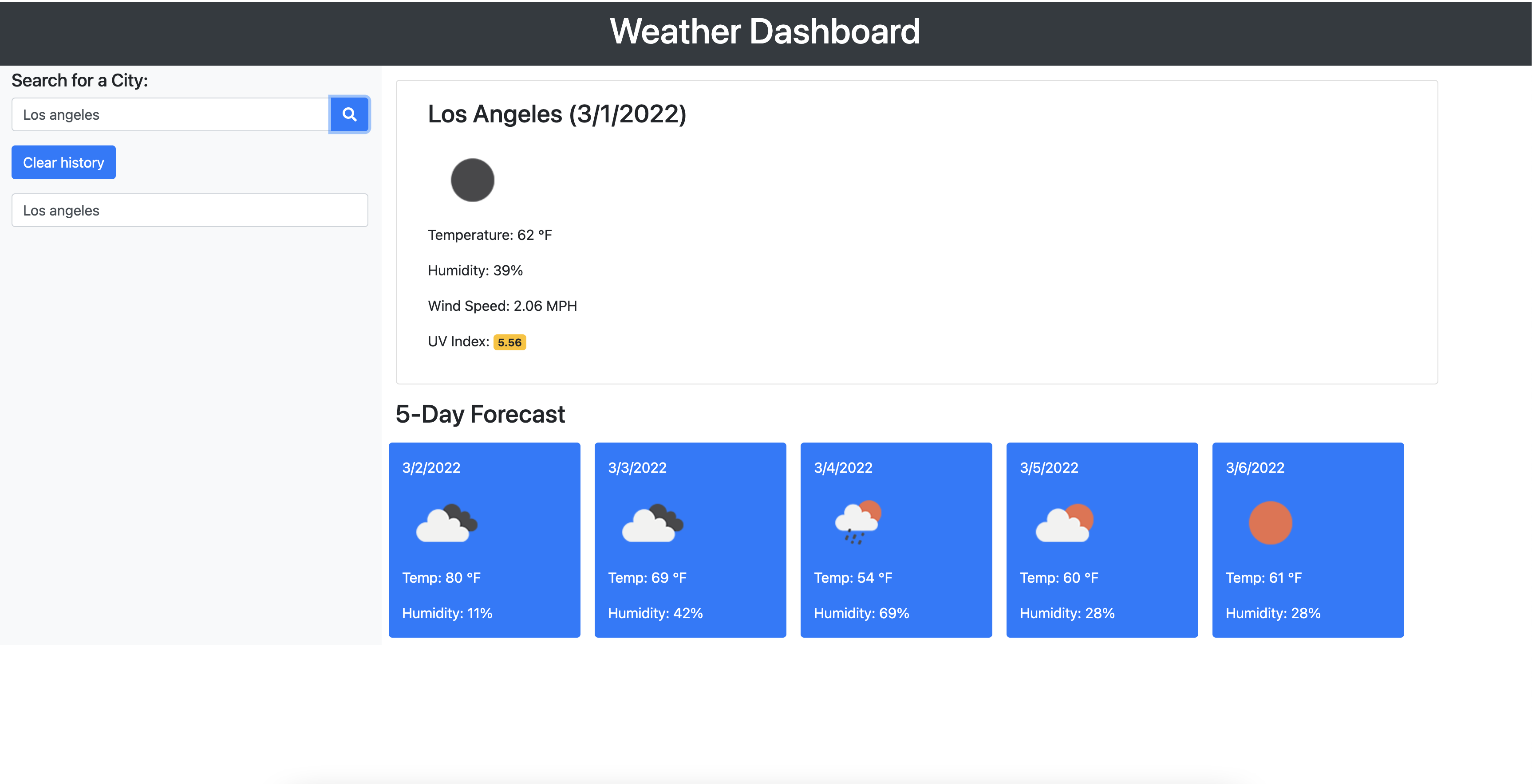 GitHub - RobertKelly03/Weather-Dashboard