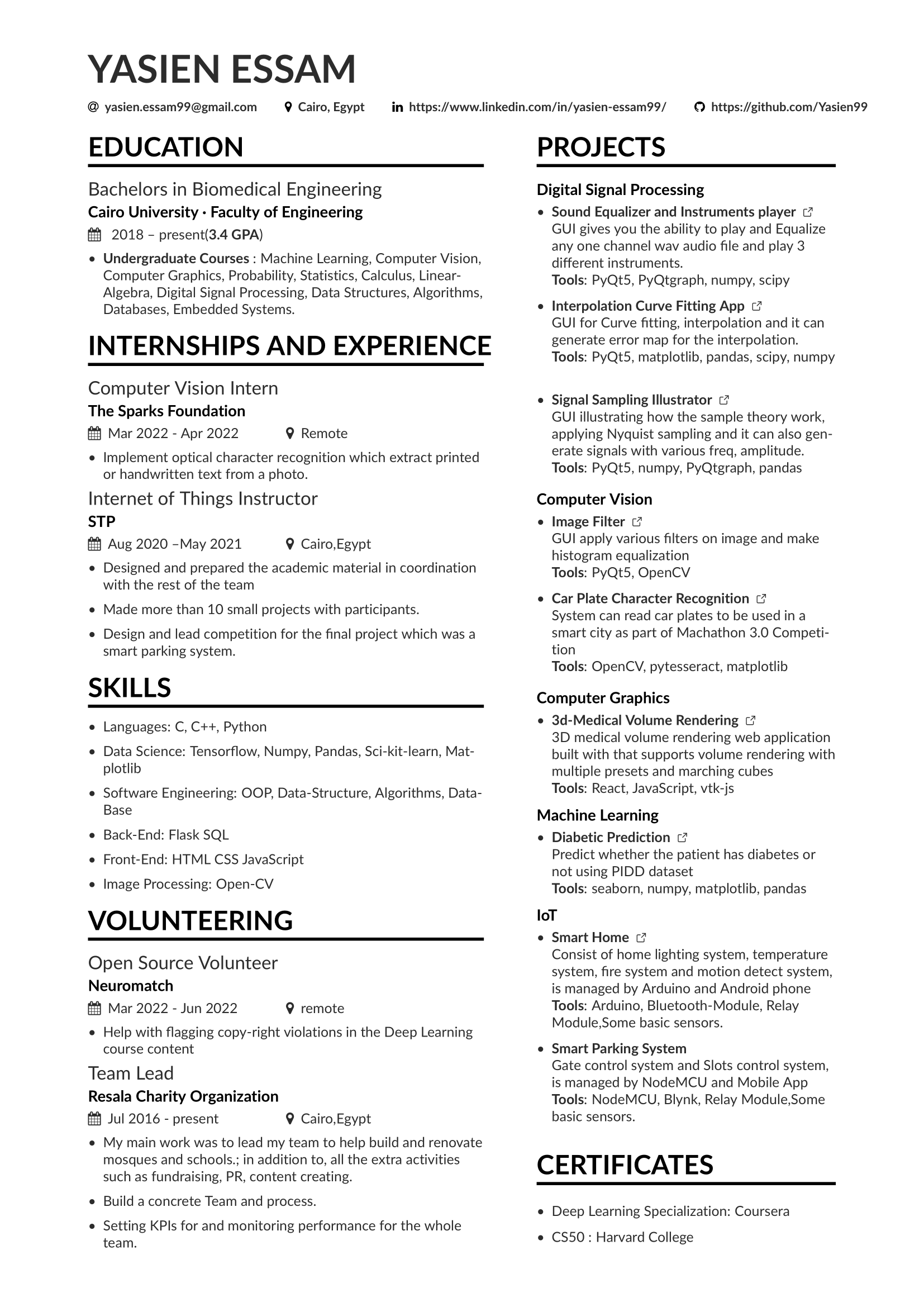 GitHub - Yasien99/Resume: Simple Résumé in LaTeX.