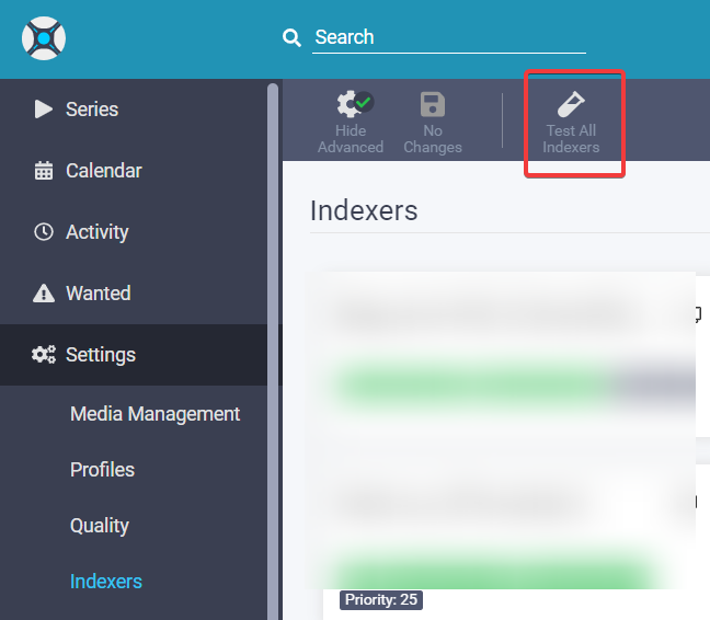 Test All Indexers Button · Issue 4384 · Sonarrsonarr · Github 