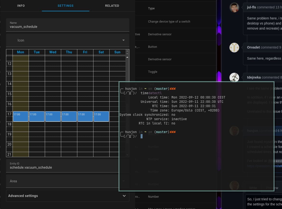 Schedule helper selection desapearing · Issue #13685 · home-assistant/frontend · GitHub