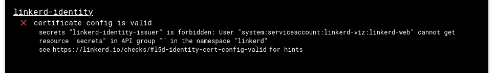 Dashboard "linkerd check" results missing identity section · Issue #5830 · linkerd/linkerd2 · GitHub