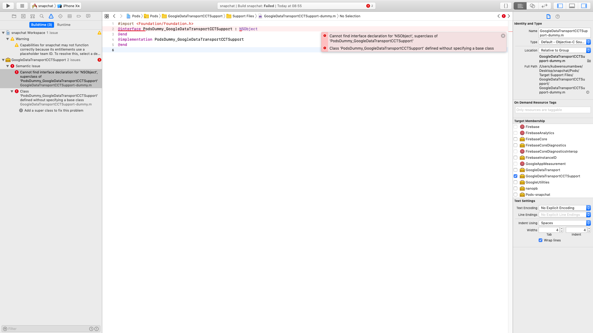 Crash In Xcode Workspace When Using Firebase · Issue 3869 · Firebase 5807