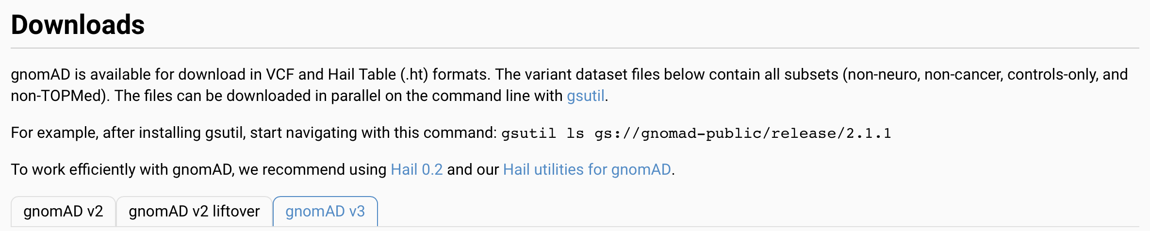 gsutil ls example command static across gnomAD versions · Issue #514 · broadinstitute/gnomad ...