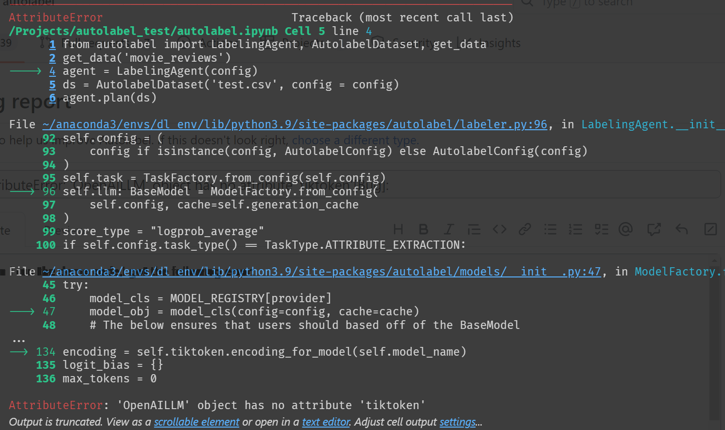 AttributeError: 'OpenAILLM' object has no attribute 'tiktoken'[Bug ...
