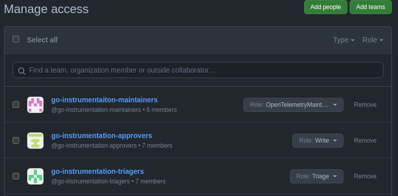 Request Repository Maintenance On Opentelemetry Go Instrumentation