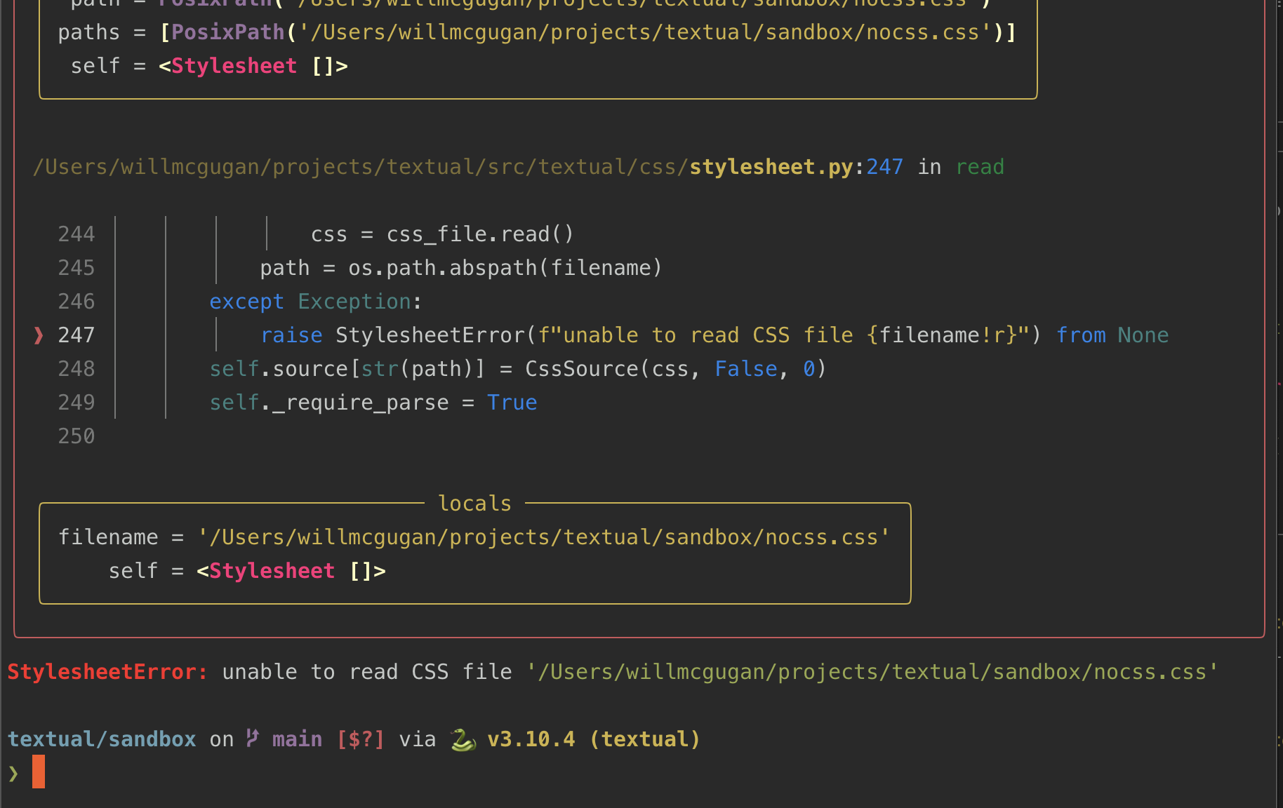 Improve error message when file monitor cannot find CSS file · Issue #1262 · Textualize/textual ...