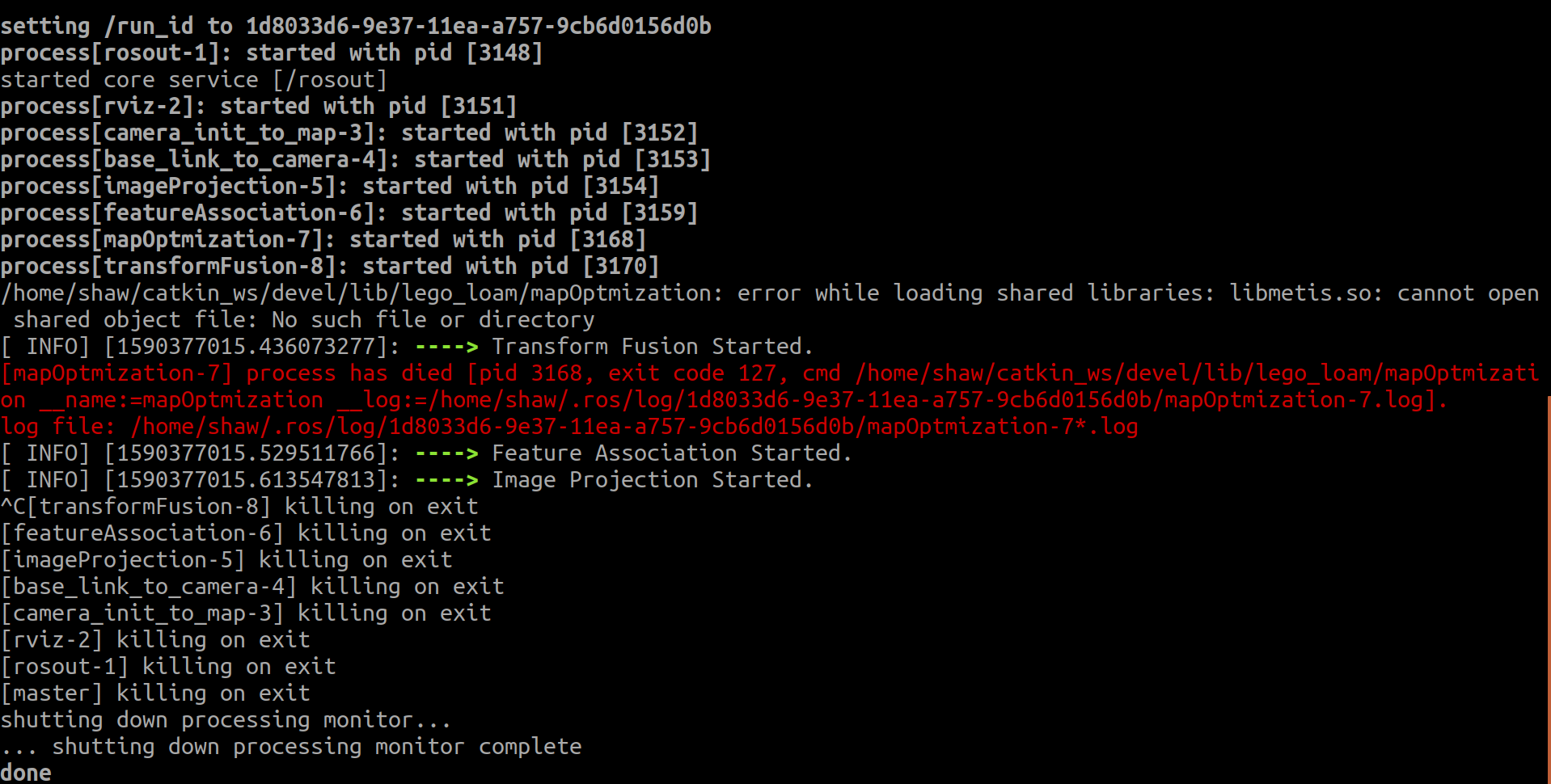 roslaunch error · Issue #68 · RobustFieldAutonomyLab/LeGO-LOAM · GitHub