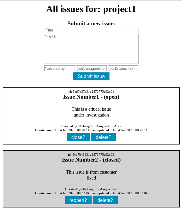 GitHub - ke-liang-liu/fcc-issue-tracker: Information Security and Quality Assurance Projects ...