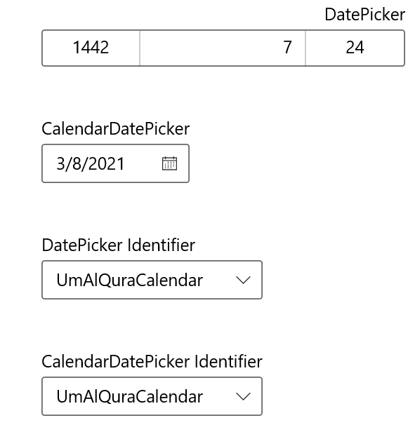 Inconsistency Of Calendaridentifier Support In Datepicker And Calendardatepicker Winui Controls