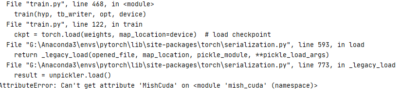 Can't get attribute 'MishCuda' on · Issue #67 · WongKinYiu/PyTorch_YOLOv4 · GitHub