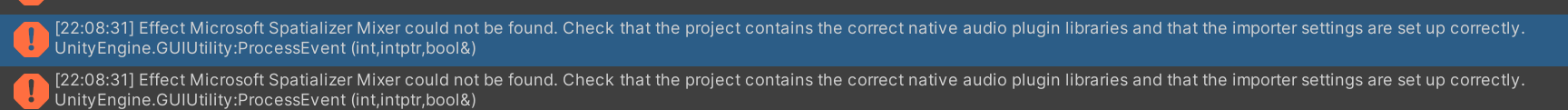 Default Spatialization Audio Mixer Throws Errors When Microsoft Spatializer Package Is Not 