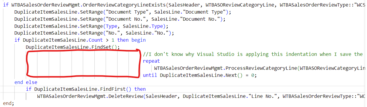 Wrong indenting after upgrade to AL Language 9.3.642746 · Issue #7091 · microsoft/AL · GitHub