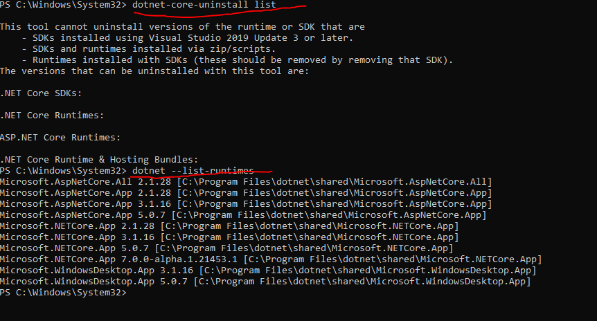Dotnet Core Uninstall List Does Not Seem To Be Aware Of Any Installs · Issue 199 · Dotnet Cli