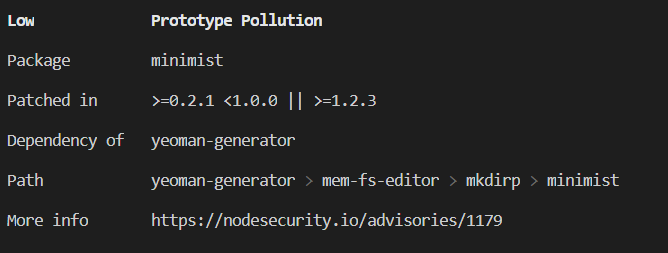 security issue of minimist · Issue #1197 · yeoman/generator · GitHub
