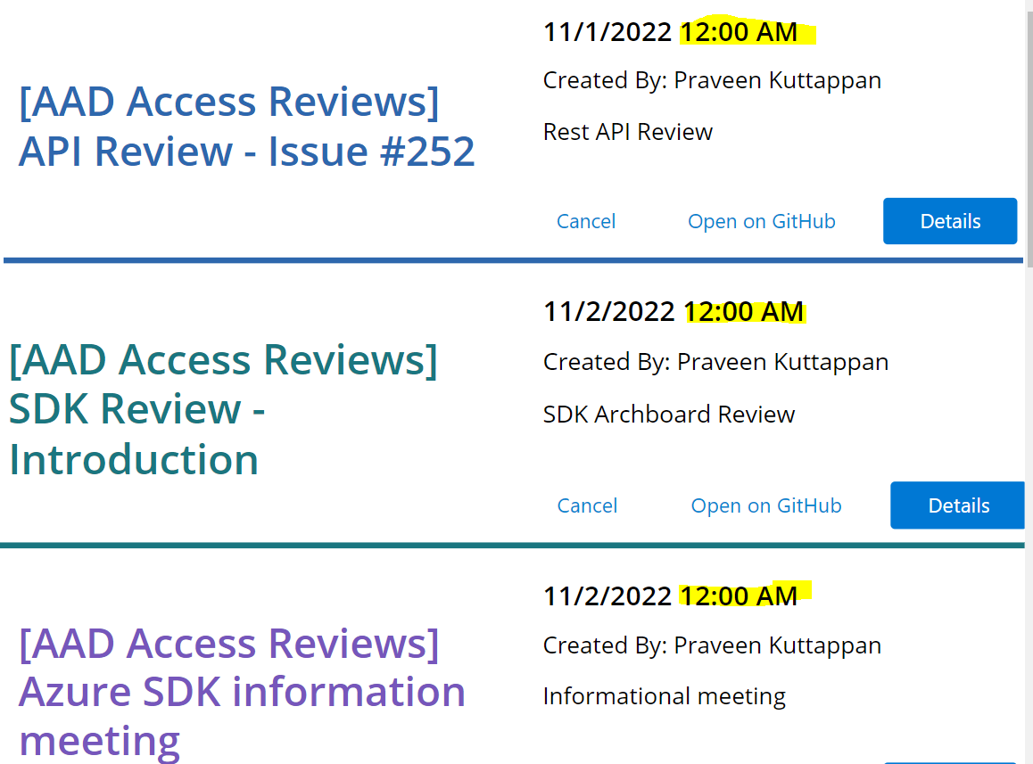 Scheduler admin app shows incorrect meeting time · Issue #4553 · Azure/azure-sdk-tools · GitHub